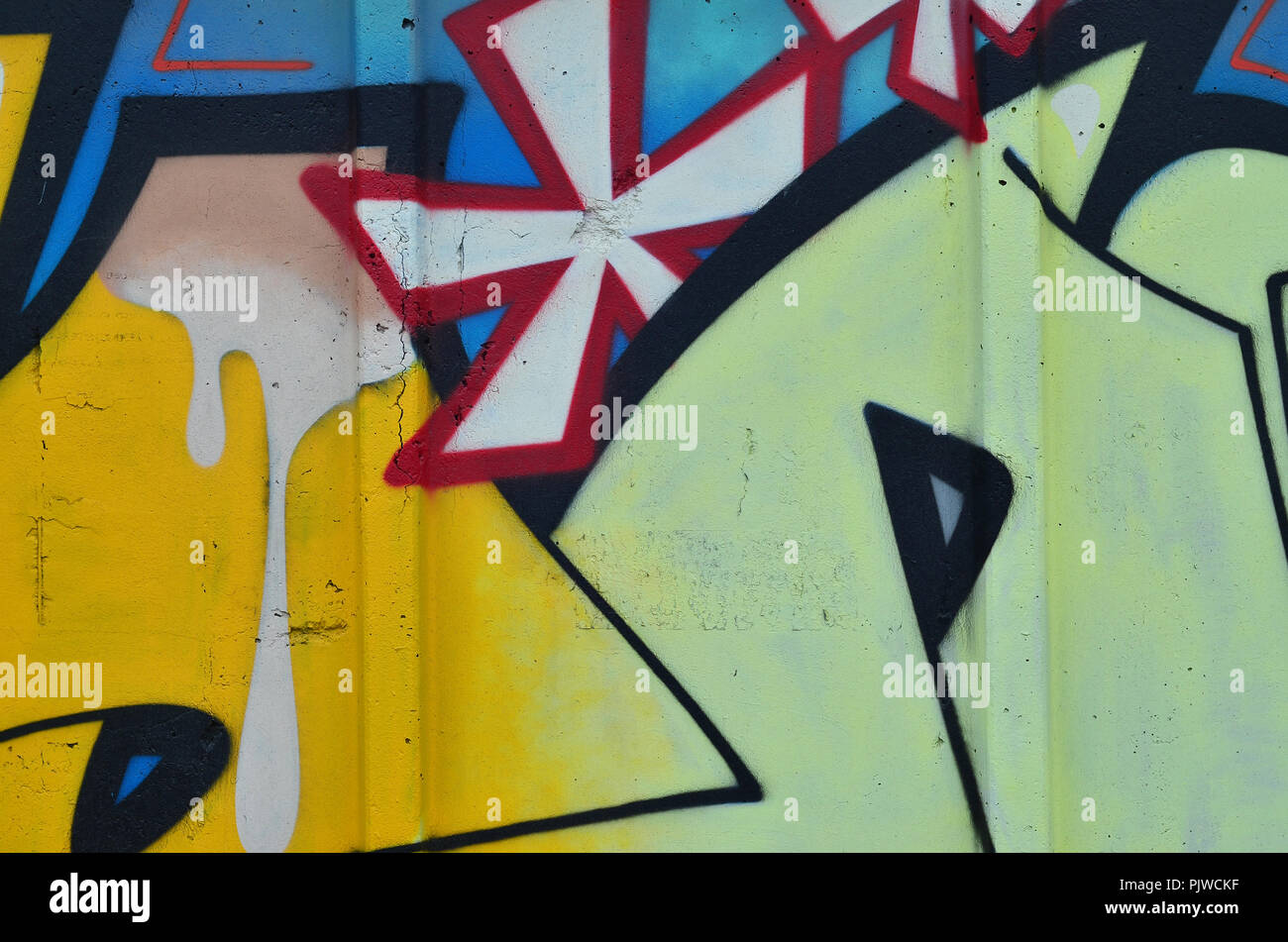 Detailed photo of street graffiti drawing from different colors and ...