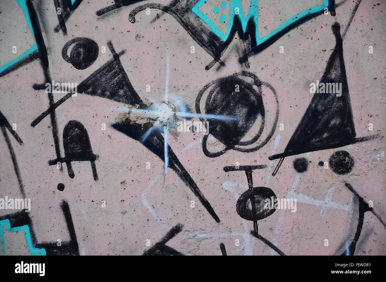 Close up view of graffiti drawing details. Background image on the ...