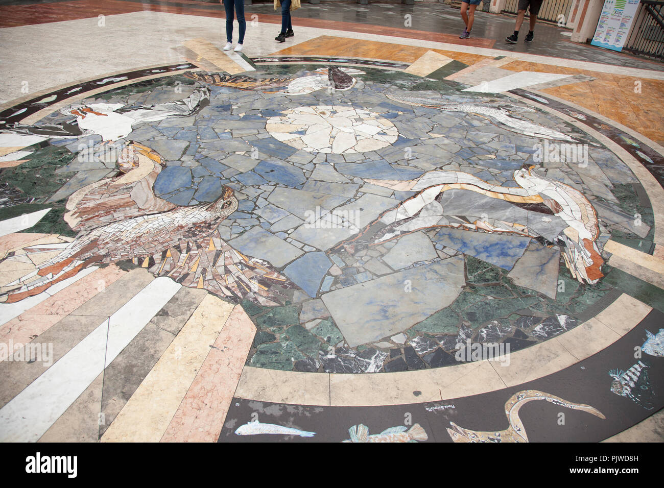 a tile mural in the center of the Piazza in Manarola, Italy Stock Photo ...