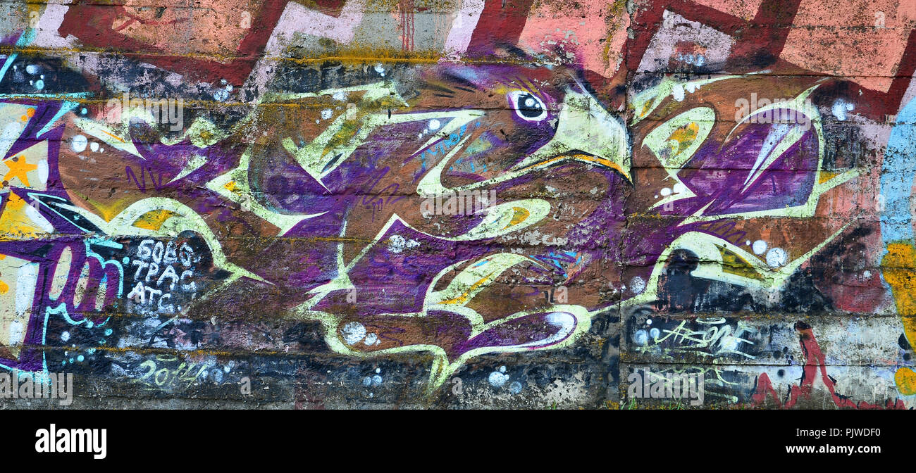 Close up view of graffiti drawing details. Background image on the ...