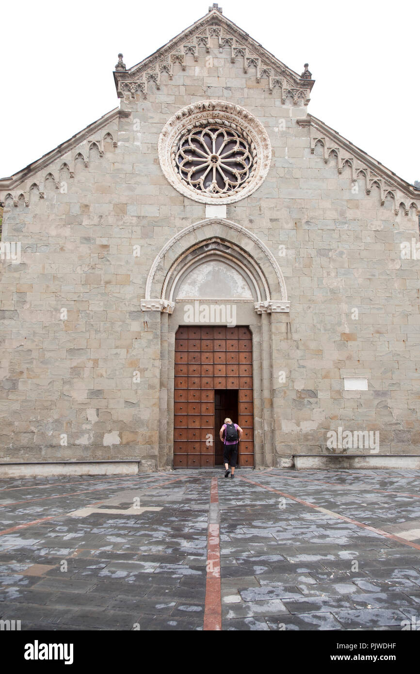 San Lorenzo Church in Manarola. The church, which was built in 1338 ...