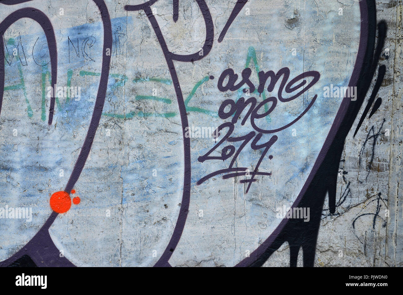 Close up view of graffiti drawing details. Background image on the ...