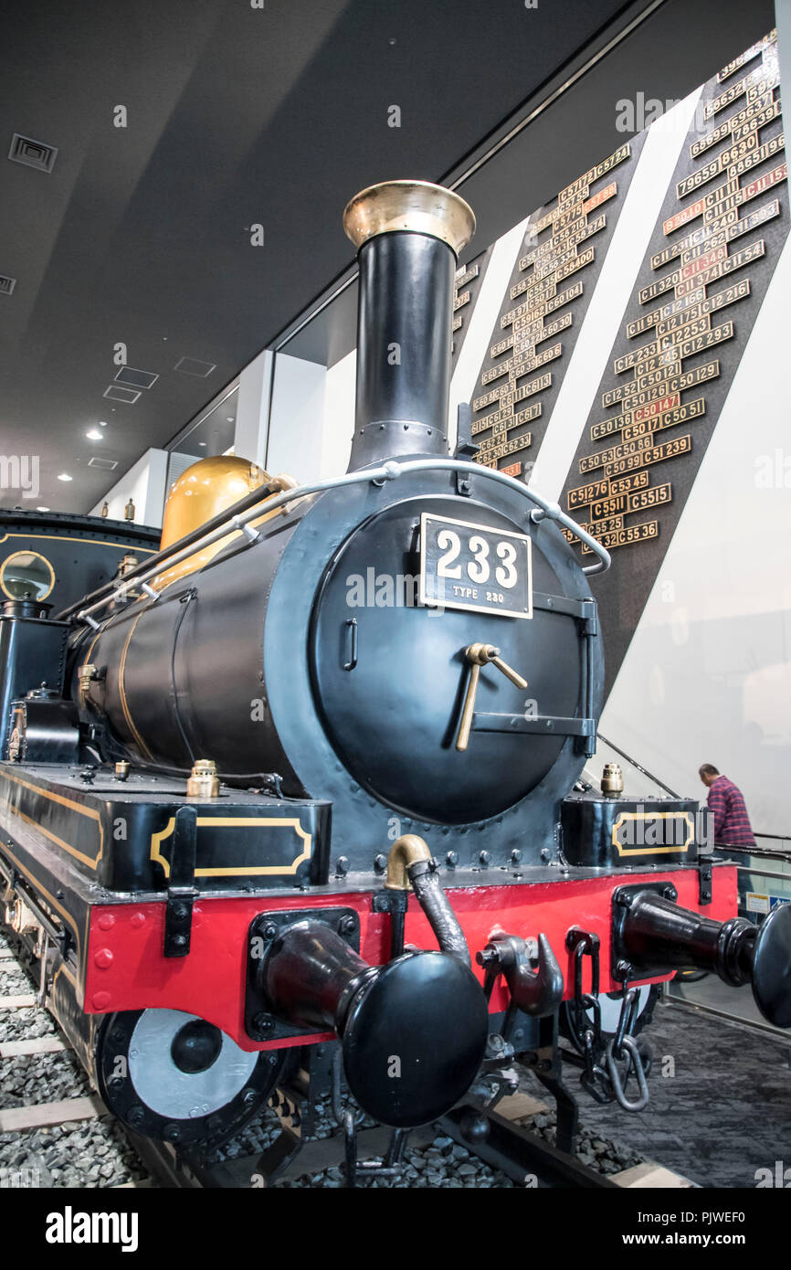 A Class 230 steam locomotive dating from 1903 on display at the Kyoto ...