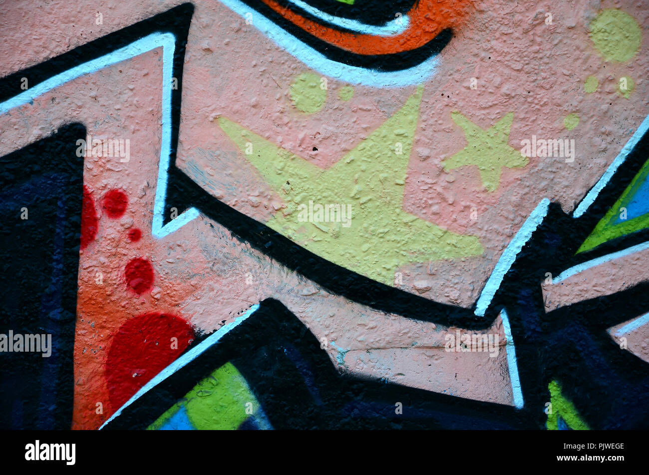 Street art. Colorful graffiti on the wall. Fragment for background ...