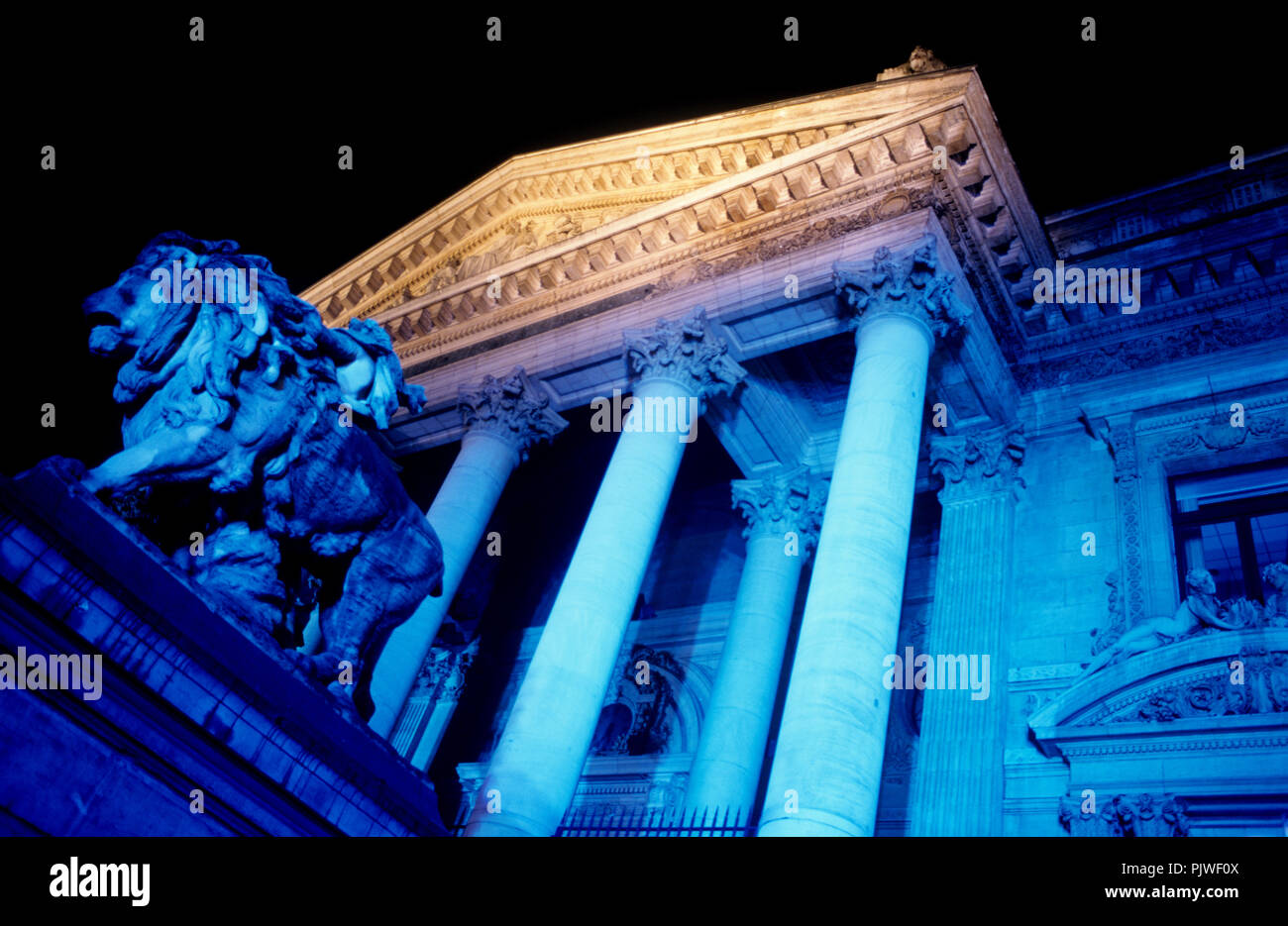 Stock Exchange, Place de la Bourse in Brussels at night (Belgium, 10/12 ...
