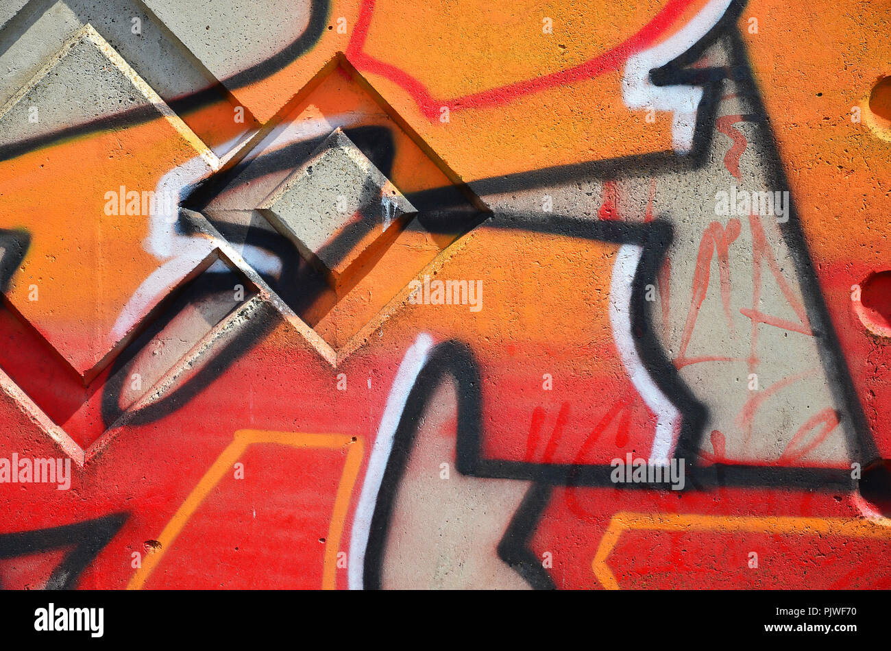 Texture of a fragment of the wall with graffiti painting, which is ...