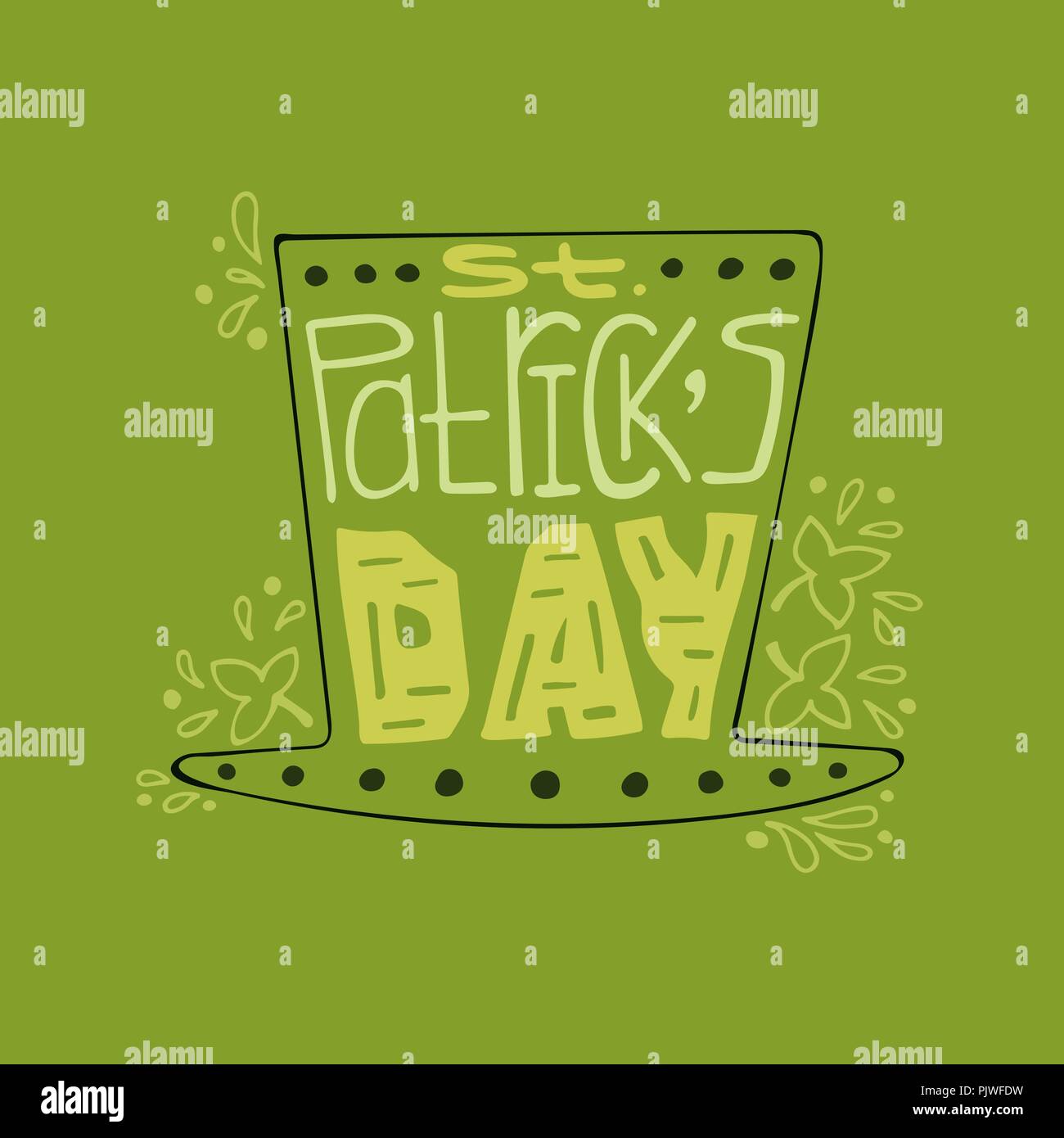 Hand-drawn green poster with modern lettering - St. Patrick's day Stock ...