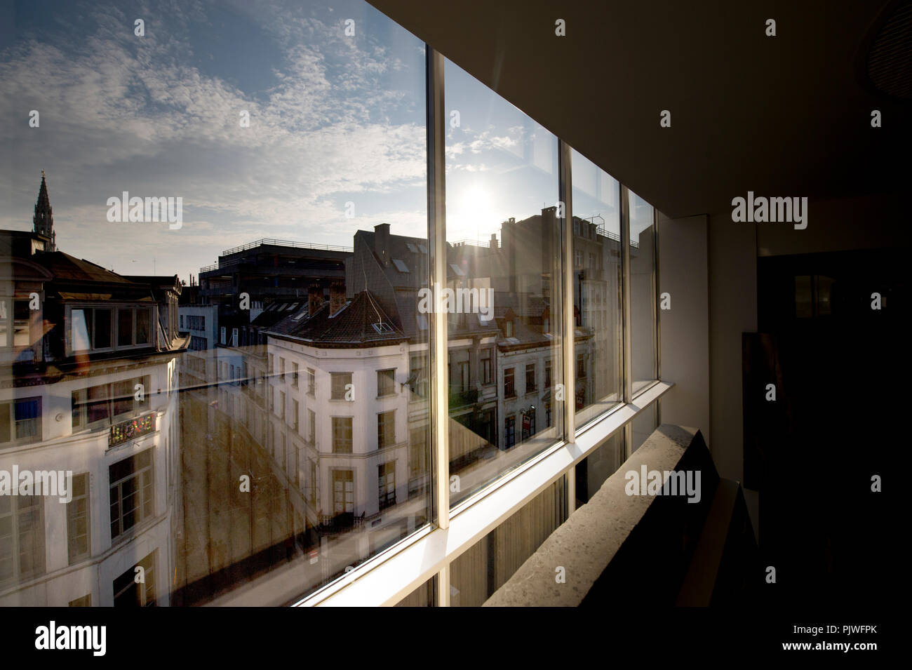 Panoramic view over Brussels from the Muntpunt library (Belgium, 06/09 ...