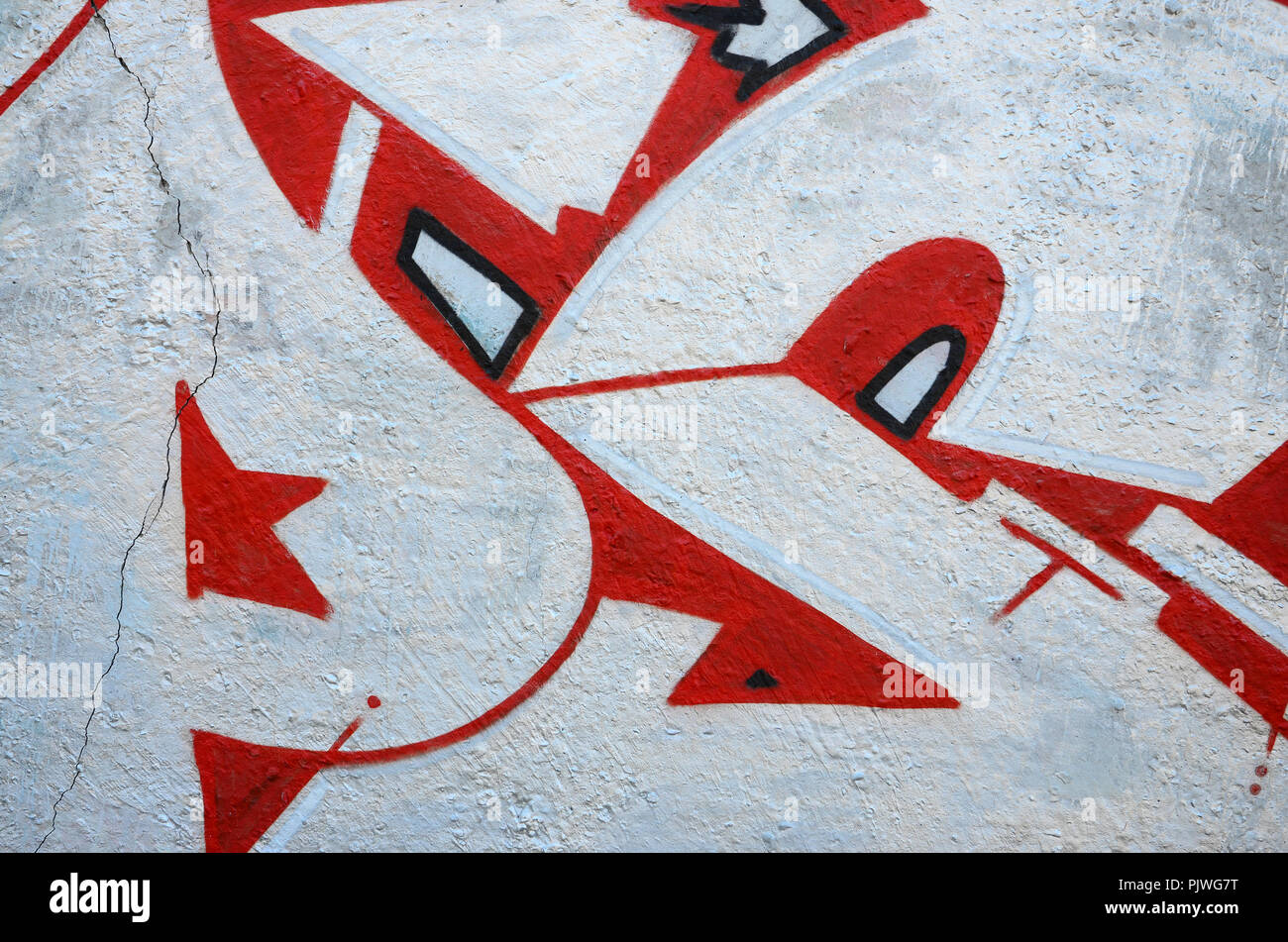 Texture of a fragment of the wall with graffiti painting, which is ...