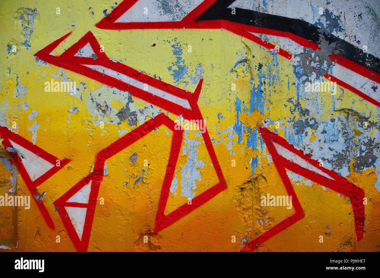 Texture of a fragment of the wall with graffiti painting, which is ...