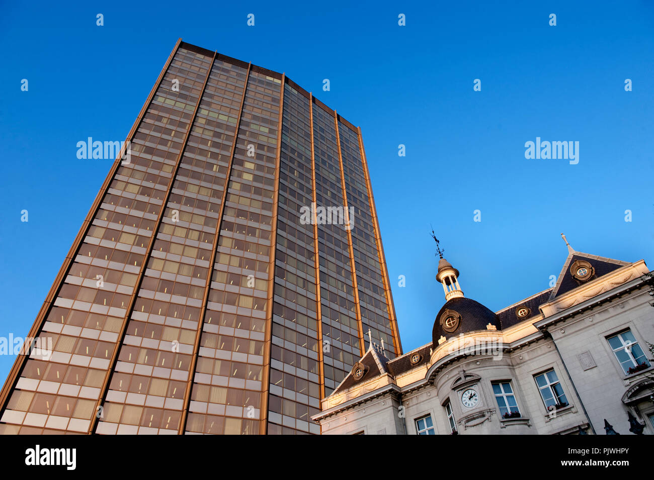 The Astro Tower in Brussels at sunset (Belgium, 22/09/2010 Stock Photo ...