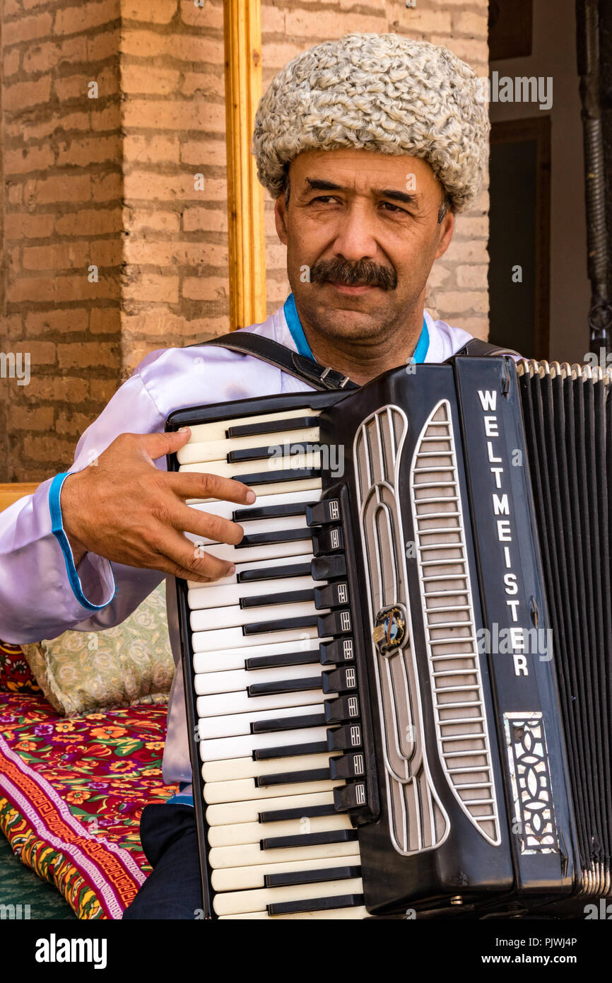 Khiva, Uzbekistan / May 23, 2017 - Man plays traditional Uzbekistan ...