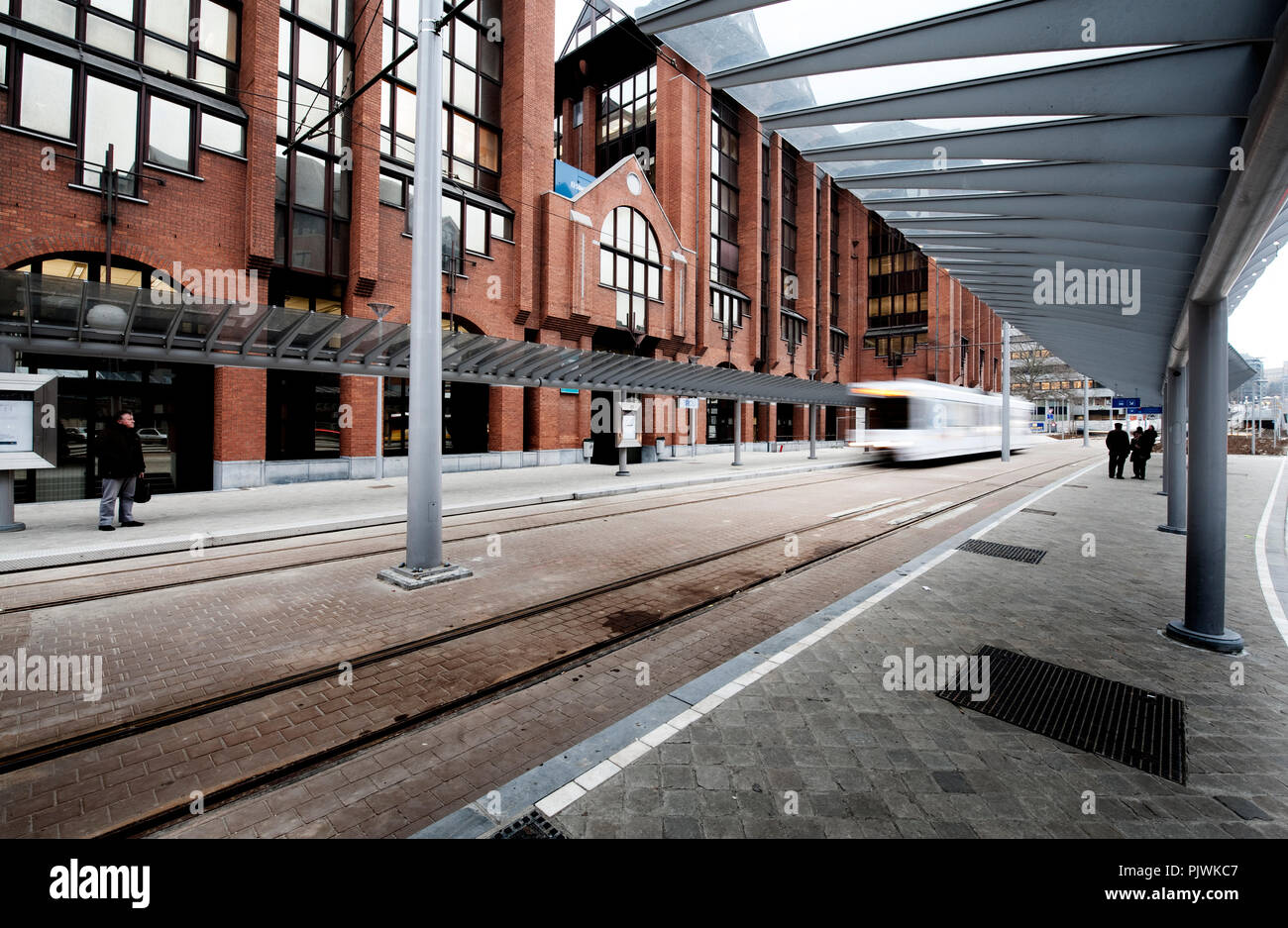 The "Tirou" light railway metro station in Charleroi (Belgium, 27/02 ...