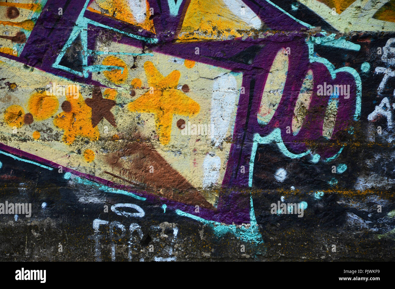 Close up view of graffiti drawing details. Background image on the ...