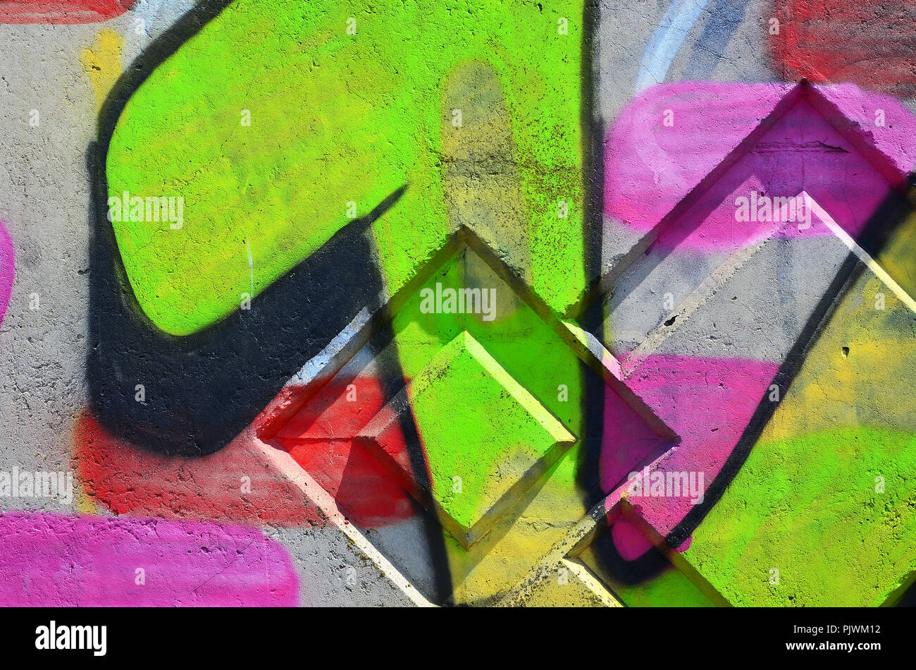 Texture of a fragment of the wall with graffiti painting, which is ...