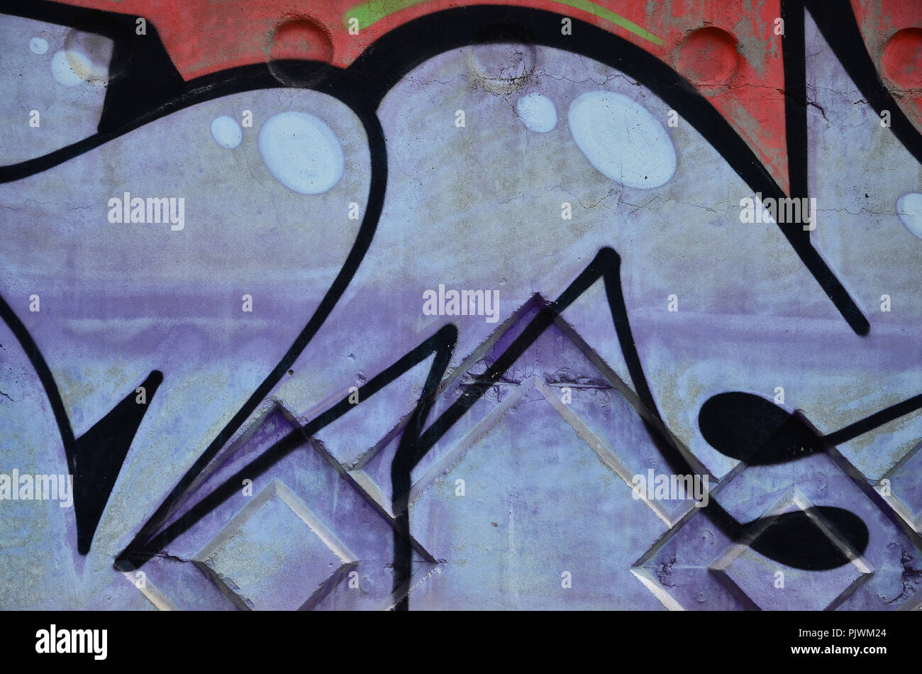 Texture of a fragment of the wall with graffiti painting, which is ...