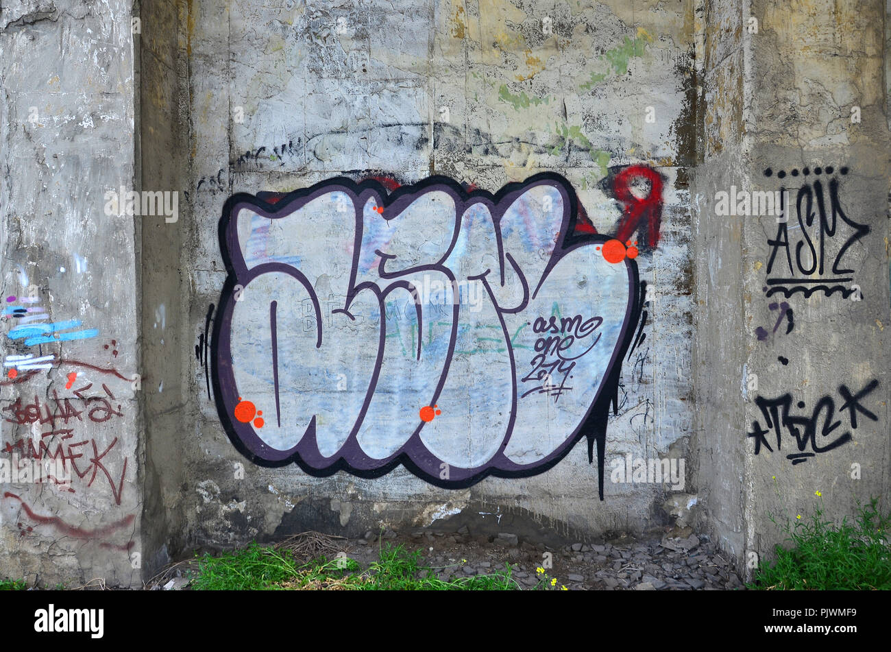 Close up view of graffiti drawing details. Background image on the ...