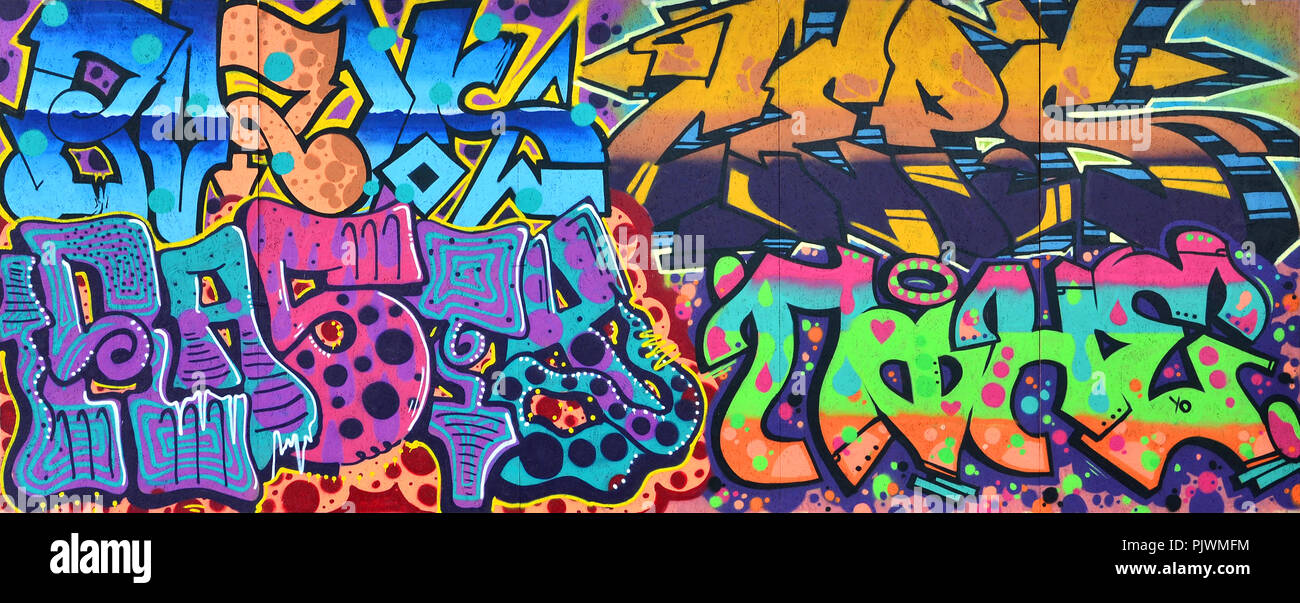 Art under ground. Beautiful street art graffiti style. The wall is ...