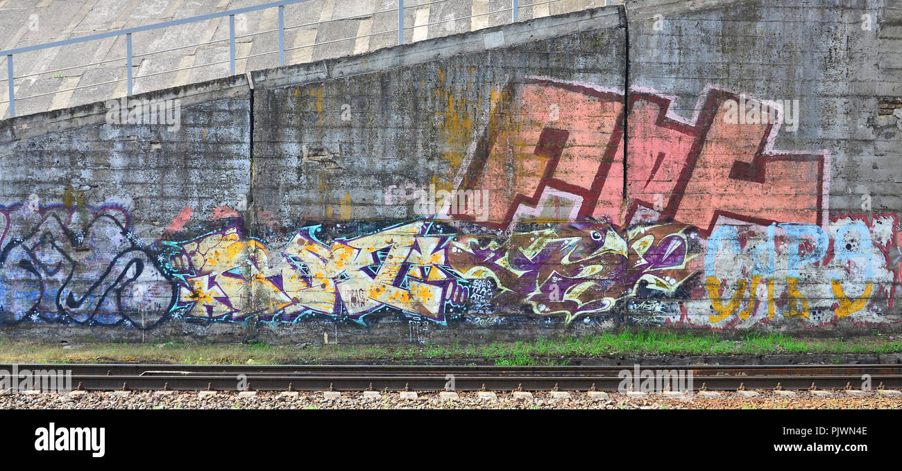 Close up view of graffiti drawing details. Background image on the ...