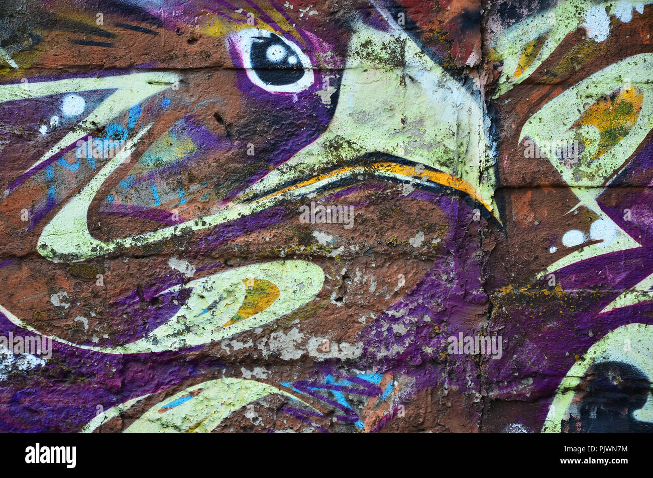 Close up view of graffiti drawing details. Background image on the ...