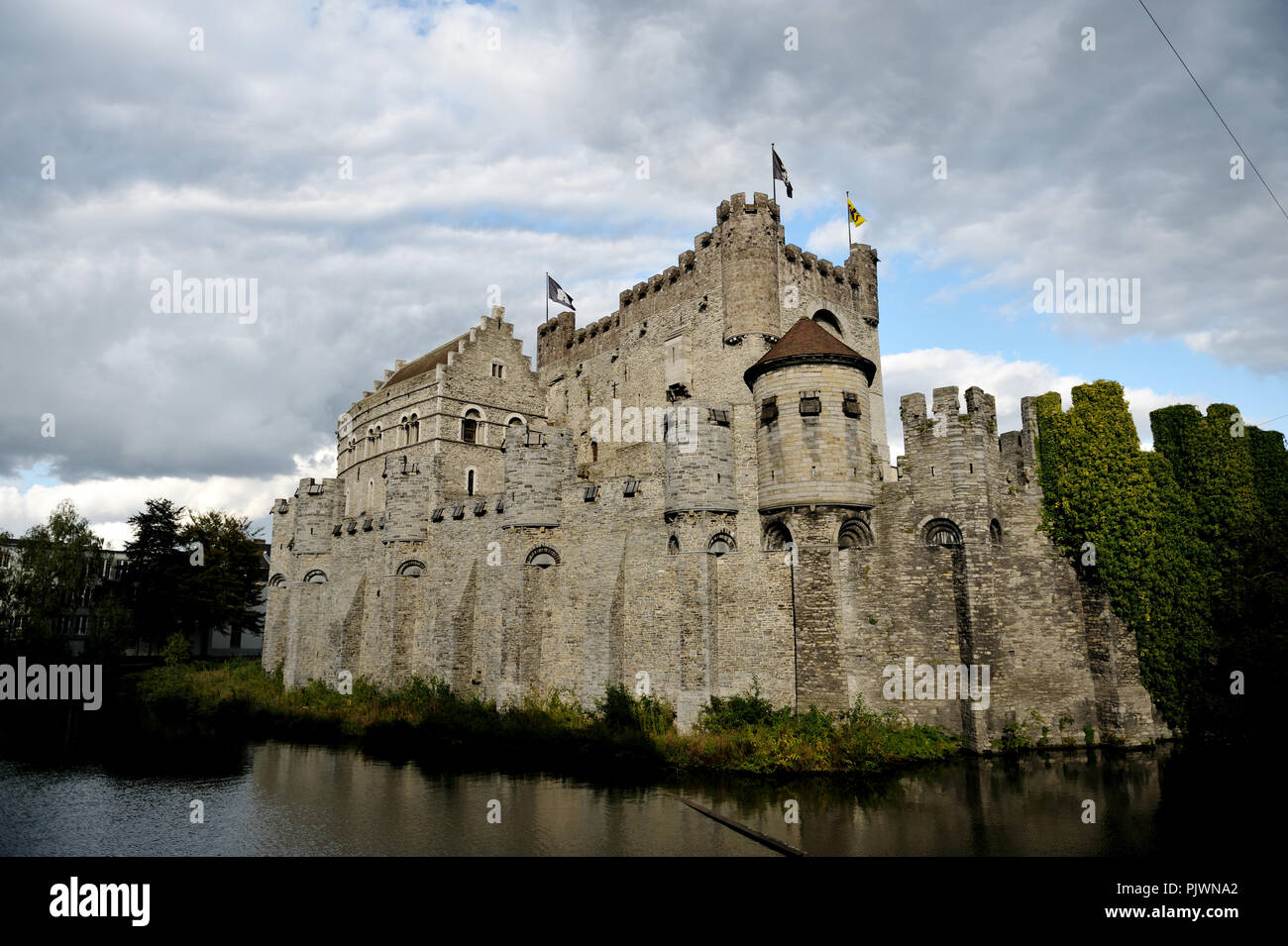 The Gravensteen castle in Ghent, originating from the Middle Ages ...