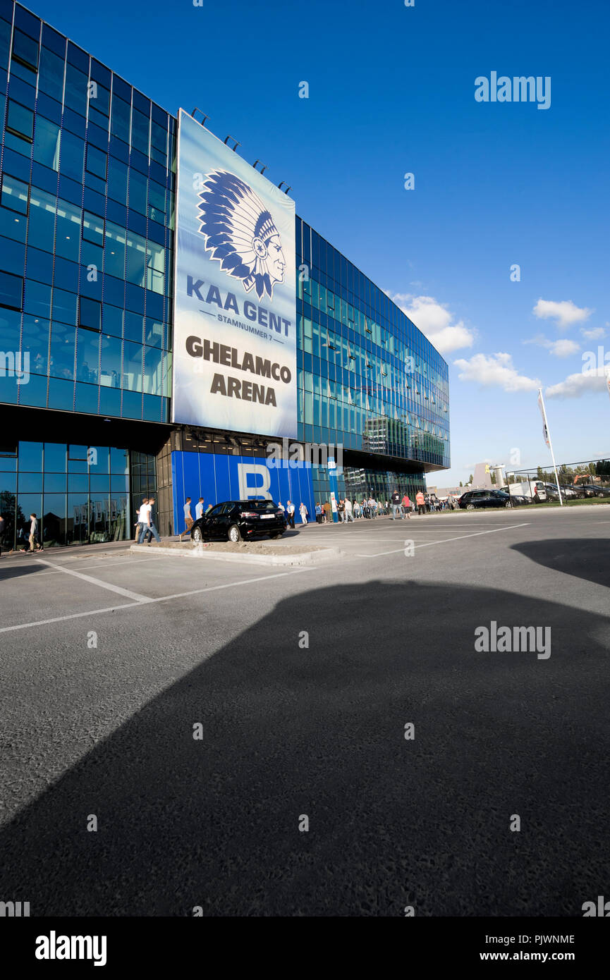 The Ghelamco Arena football stadium from football club KAA Gent in ...