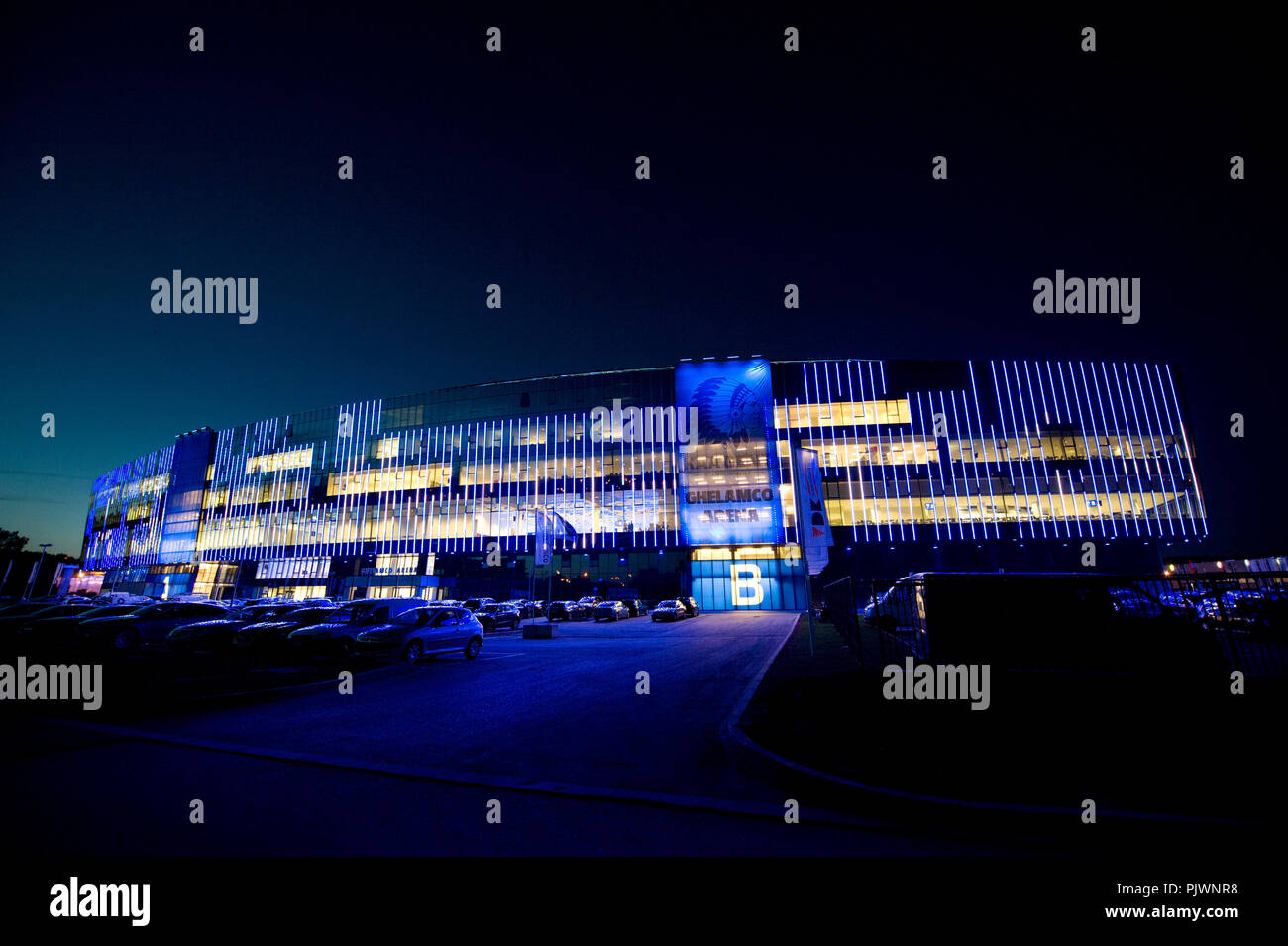 The Ghelamco Arena football stadium from football club KAA Gent in ...