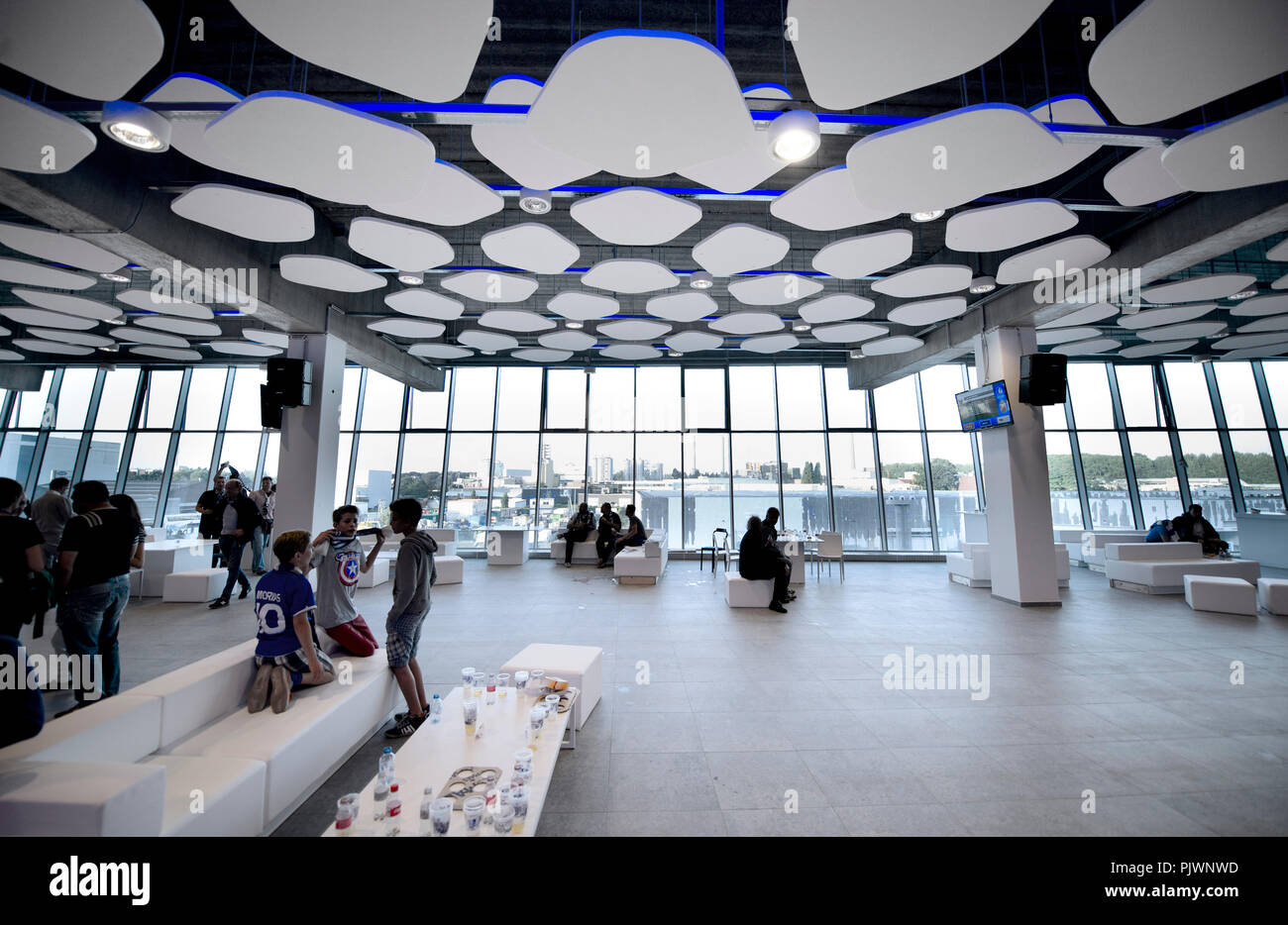 The interior of the Ghelamco Arena football stadium from football club ...