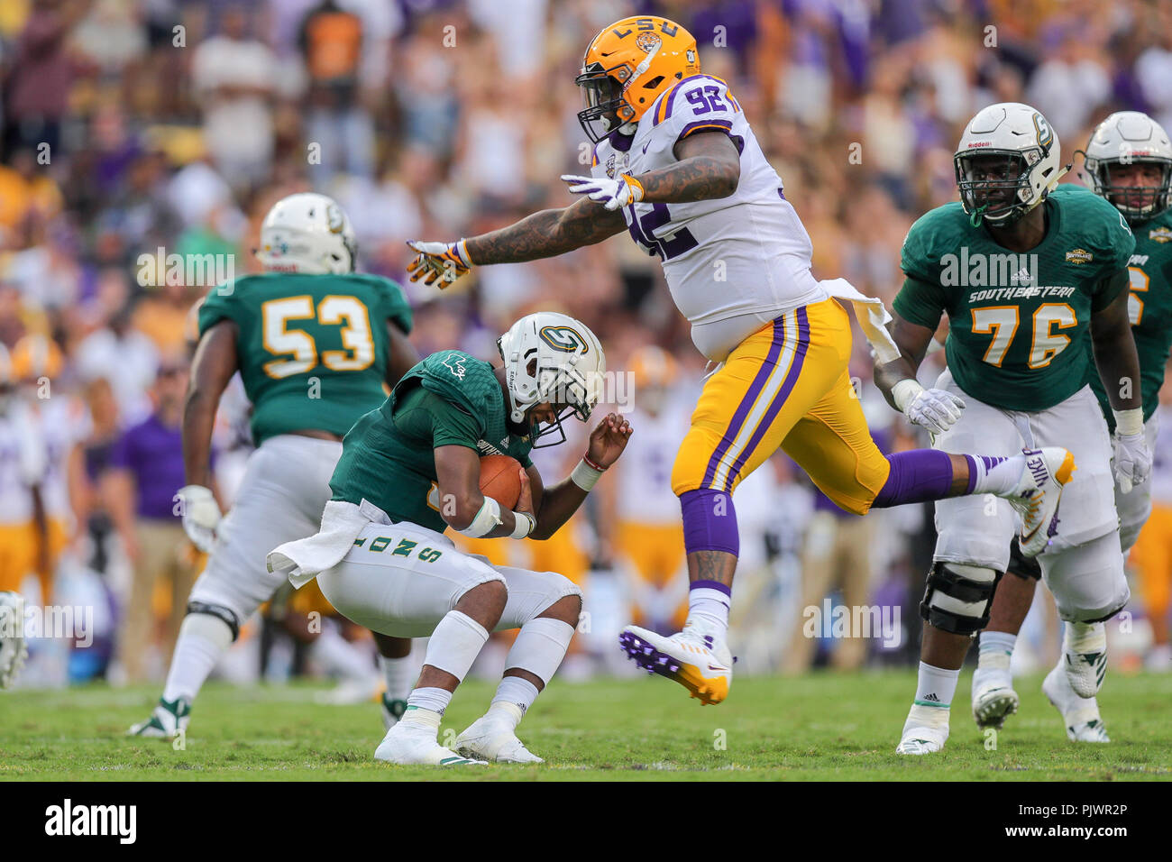 Baton Rouge, LA, USA. 8th Sep, 2018. LSU Tigers defensive end Neil ...