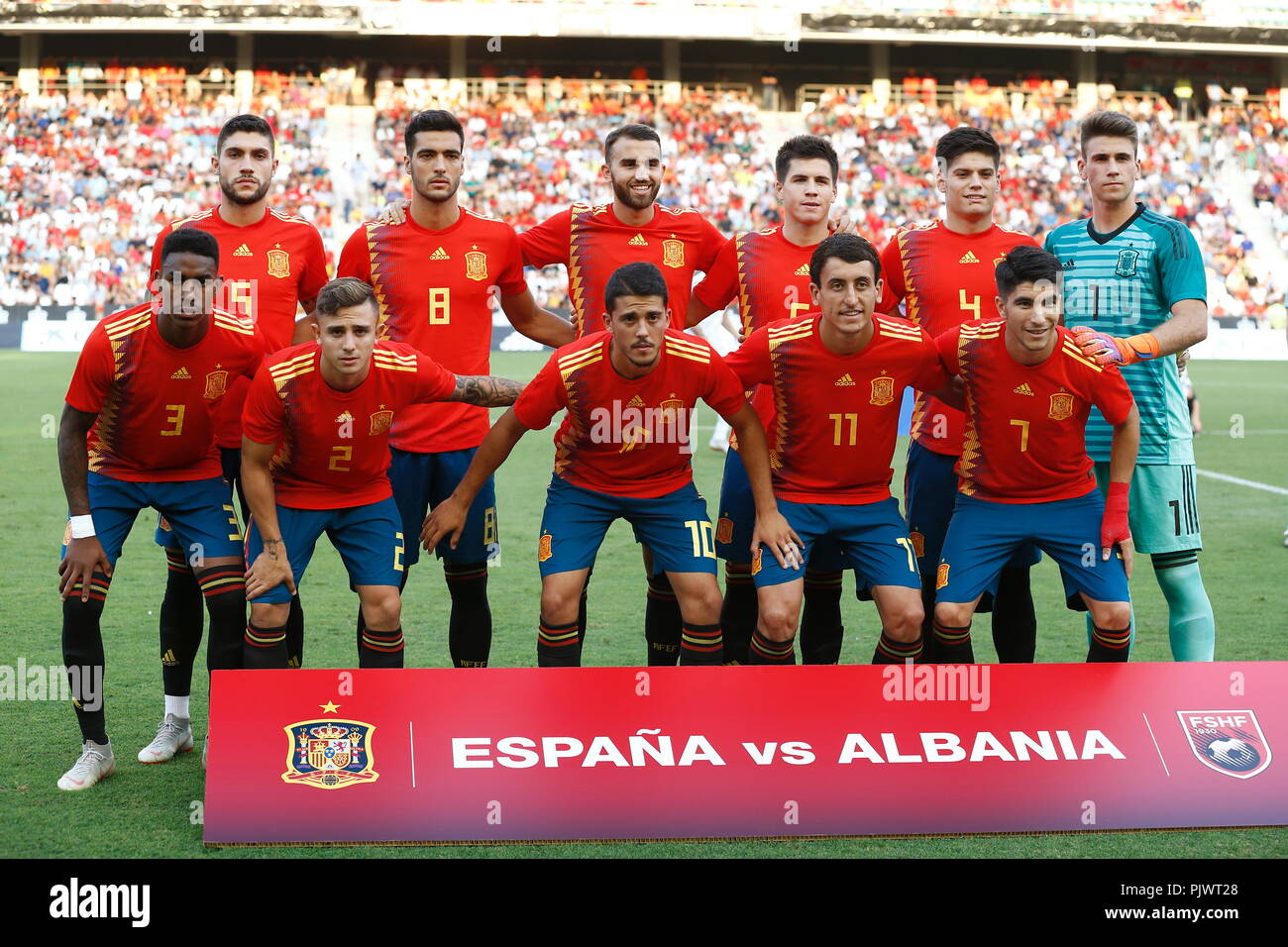 Cordoba, Spain. 6th Sep, 2018. Under 21 Spain team group line-up (ESP ...