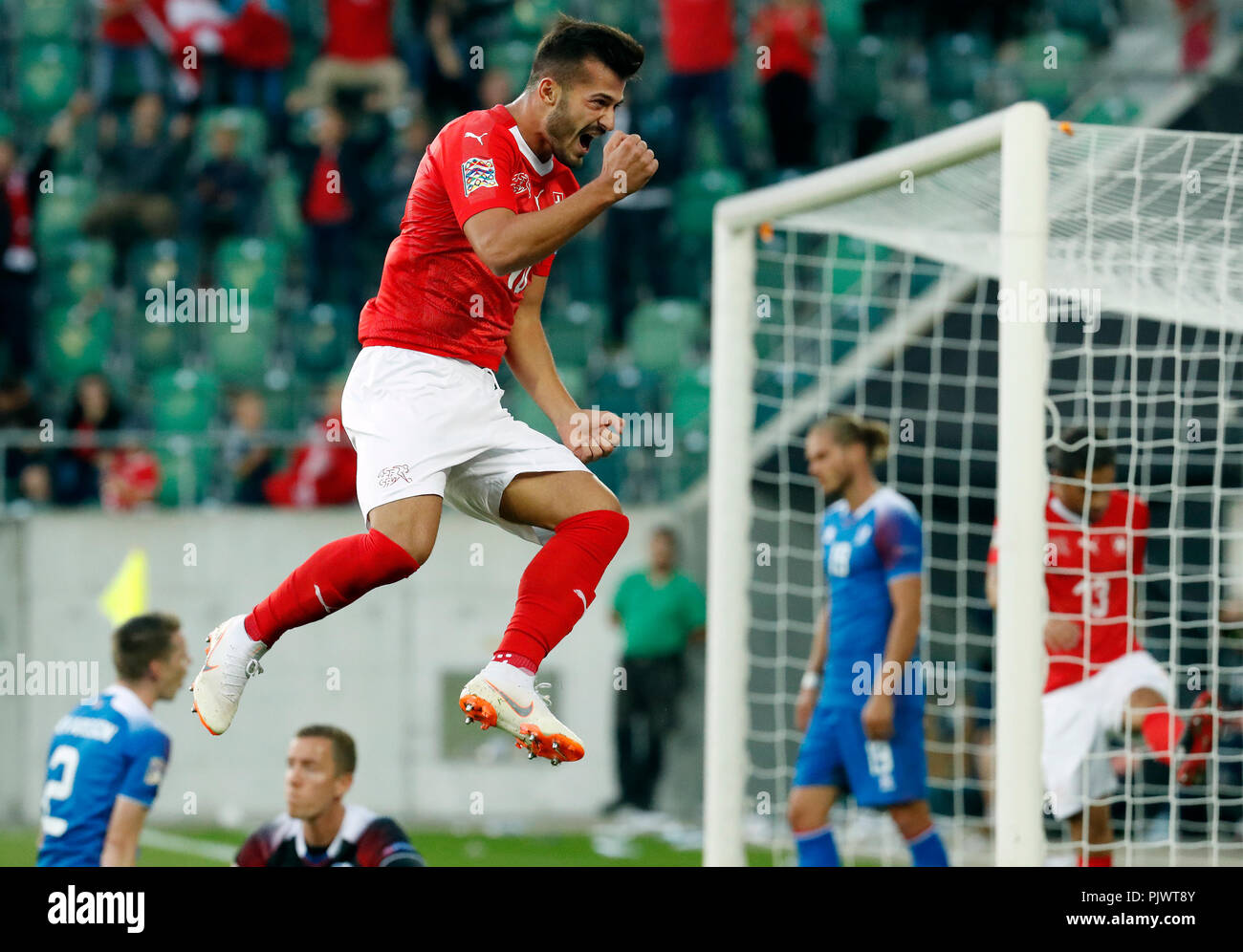 St. Gallen, Switzerland. 8th Sep, 2018. Switzerland's Albian Ajeti ...