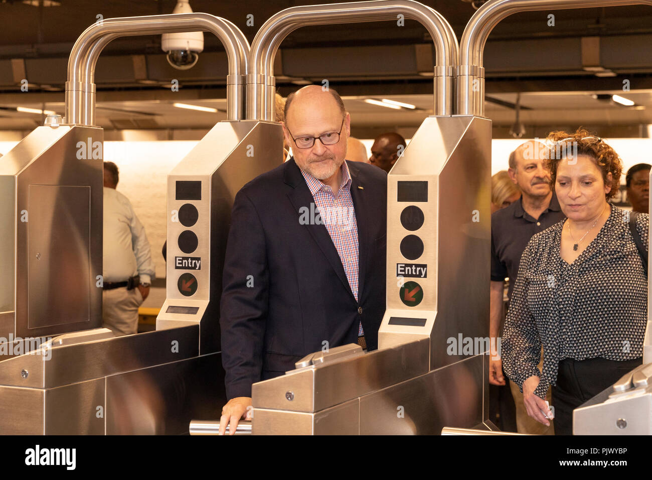 New York, USA. 8th September 2018. MTA Chairman Joseph Lhota went for ...