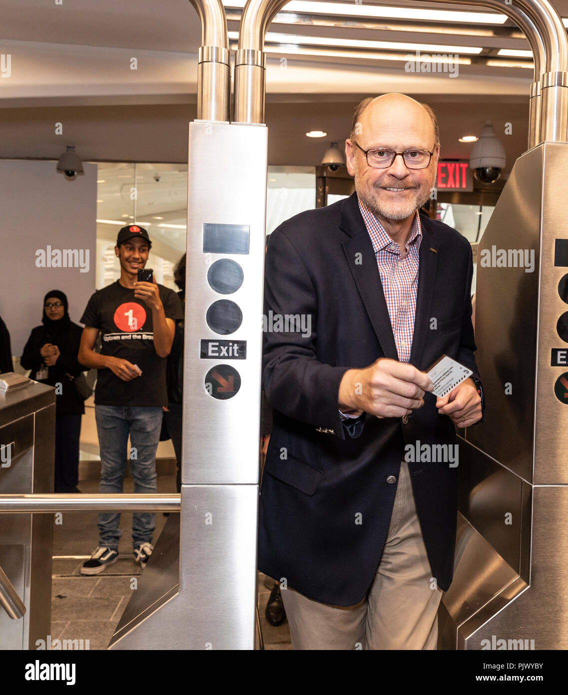 New York, USA. 8th September 2018. MTA Chairman Joseph Lhota went for ...