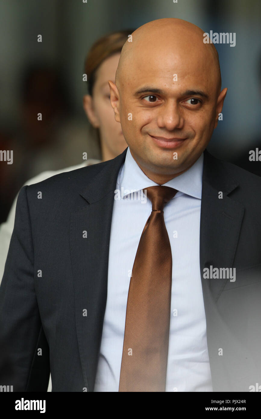 London, UK, 9th Sep 2018. Sajid Javid Home Secretary seen at the BBC ...