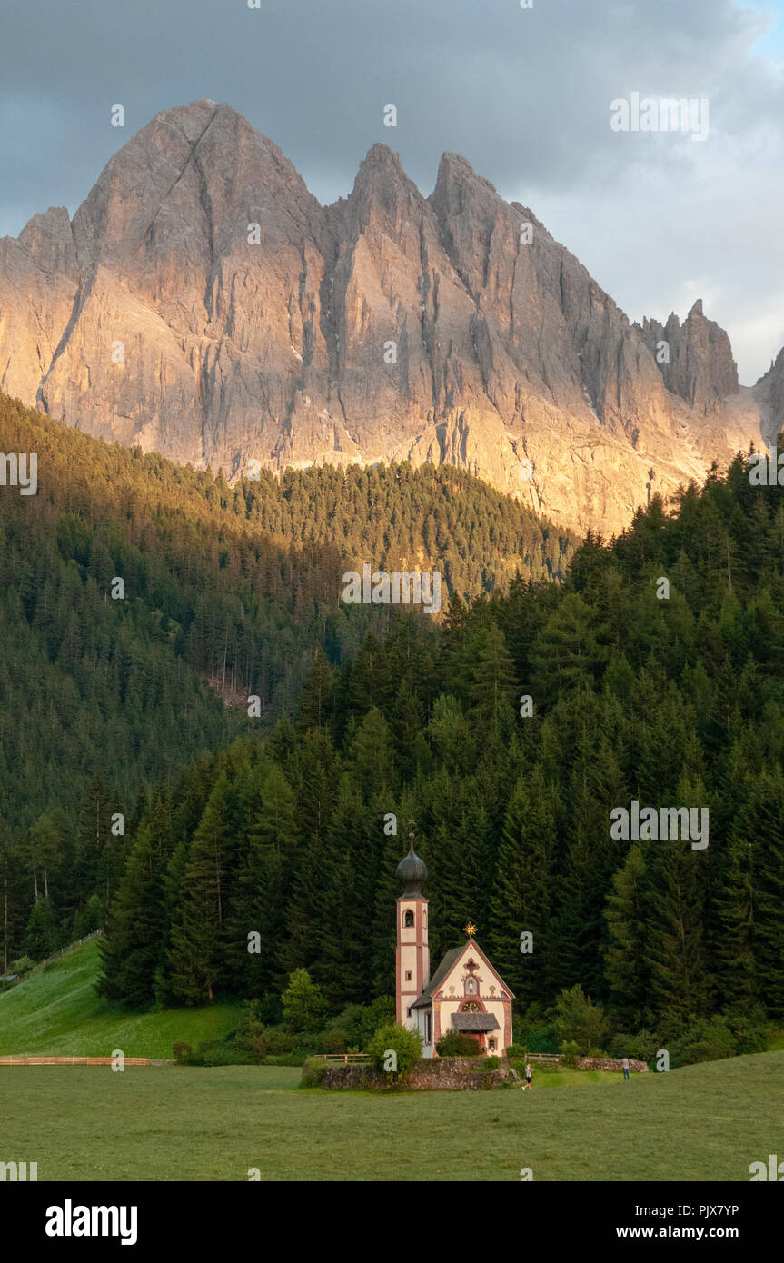 The Church of St. Johann in Ranui, in the Italian Dolomites, around ...
