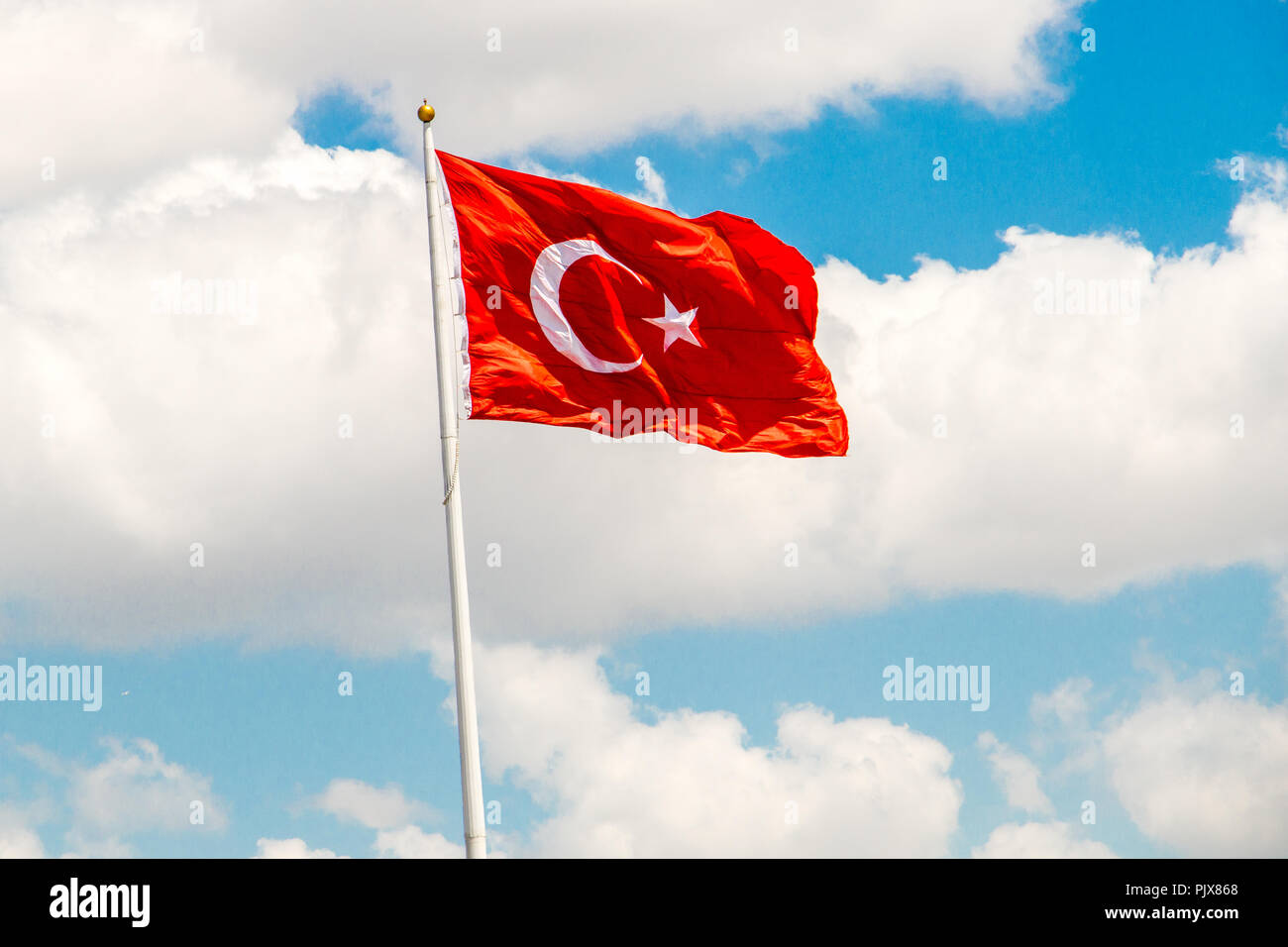 Turkish national flag hang in view in open air Stock Photo - Alamy