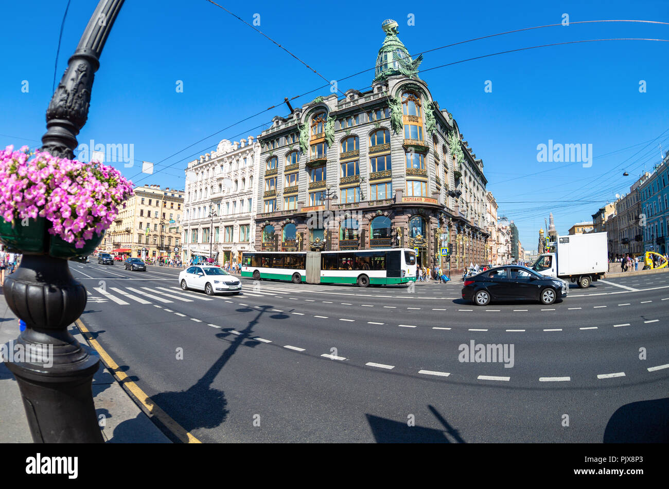 Saint Petersburg, Russia - August 10, 2018: Former Singer House, also ...