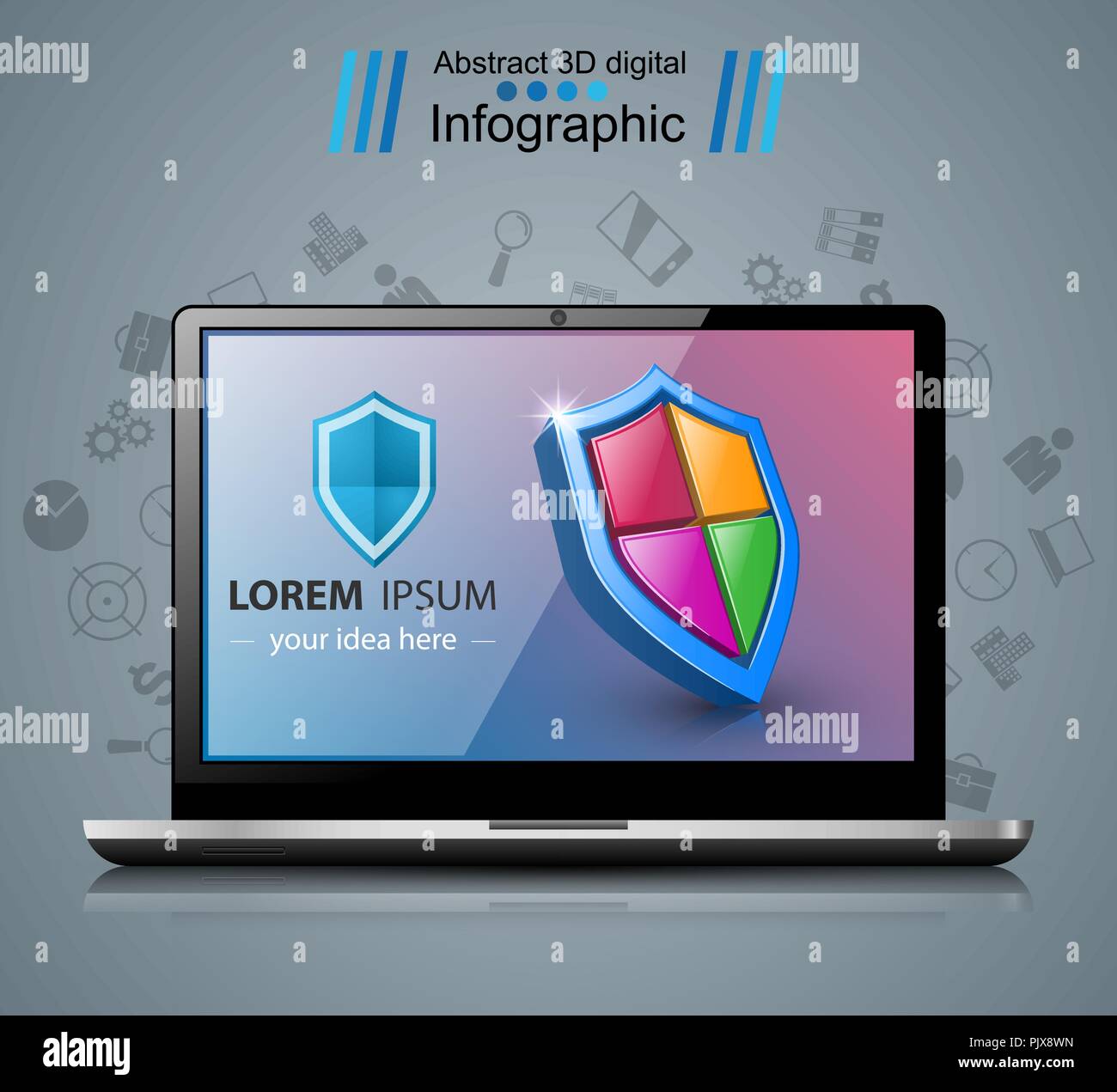 Notebook infographic icon with white reflect Stock Vector Image & Art ...