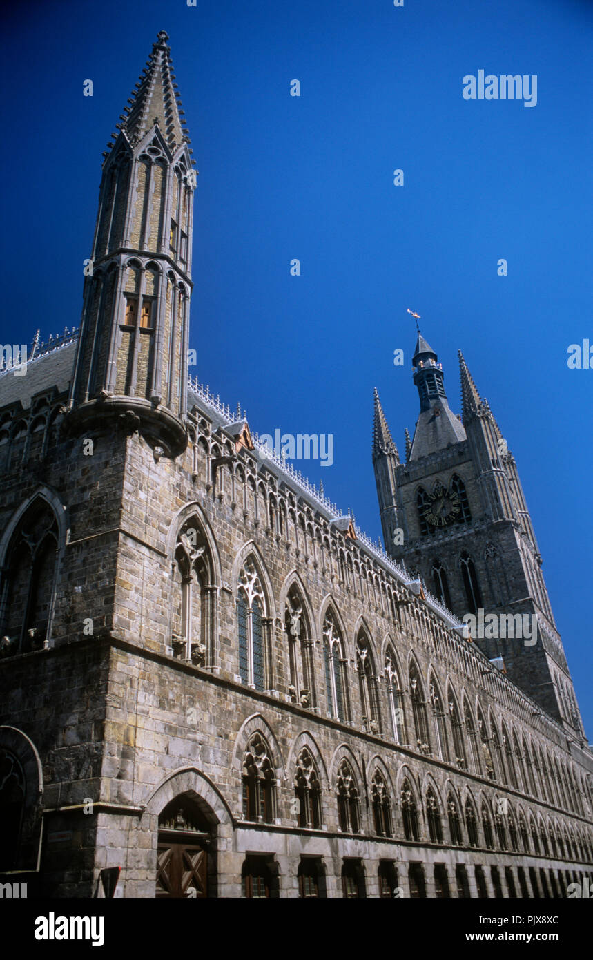 the gothic style Cloth Hall "Lakenhall" in Ypres (Belgium, 11/05/2008 ...