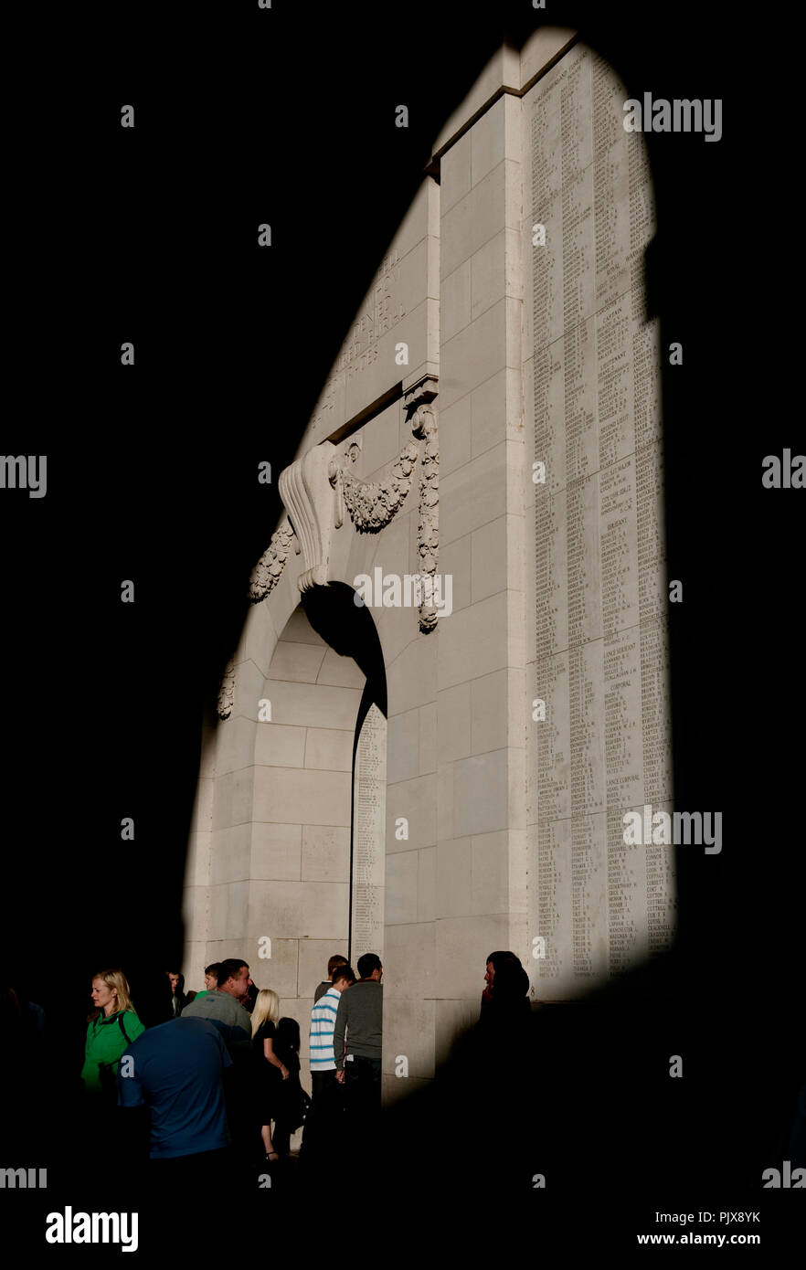 the Menenpoort, Mening Gate Memorial in Ypres dedicated to the missing ...