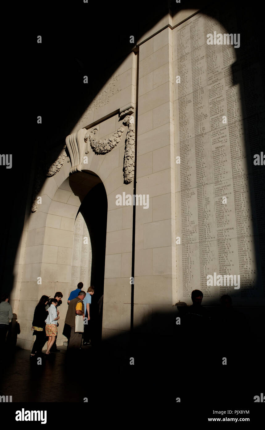 the Menenpoort, Mening Gate Memorial in Ypres dedicated to the missing ...