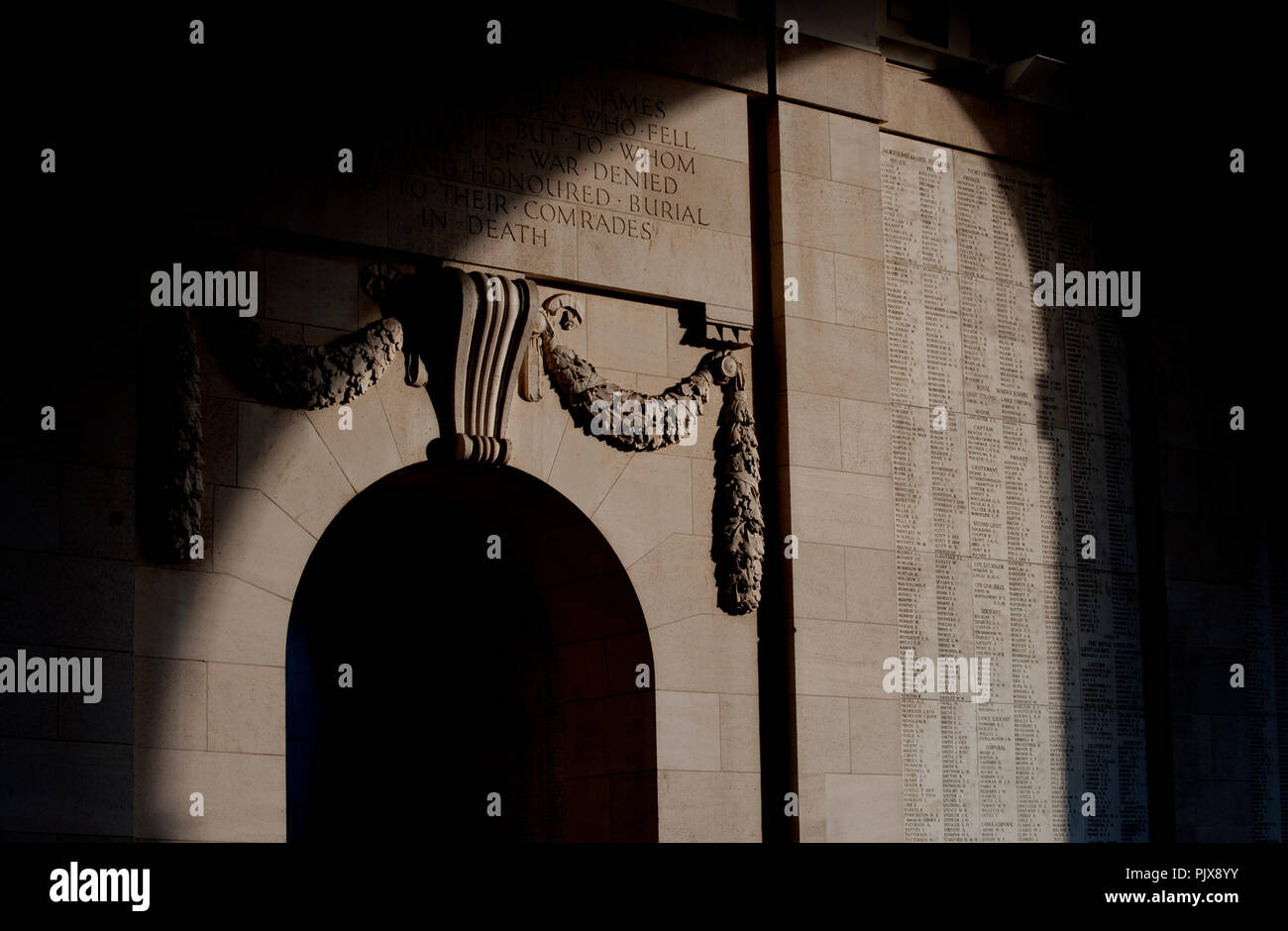 the Menenpoort, Mening Gate Memorial in Ypres dedicated to the missing ...