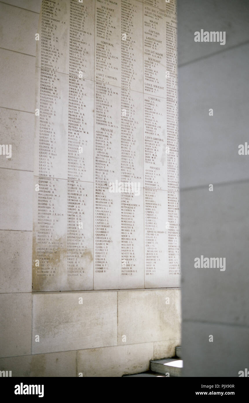 the Menenpoort, Mening Gate Memorial in Ypres dedicated to the missing ...