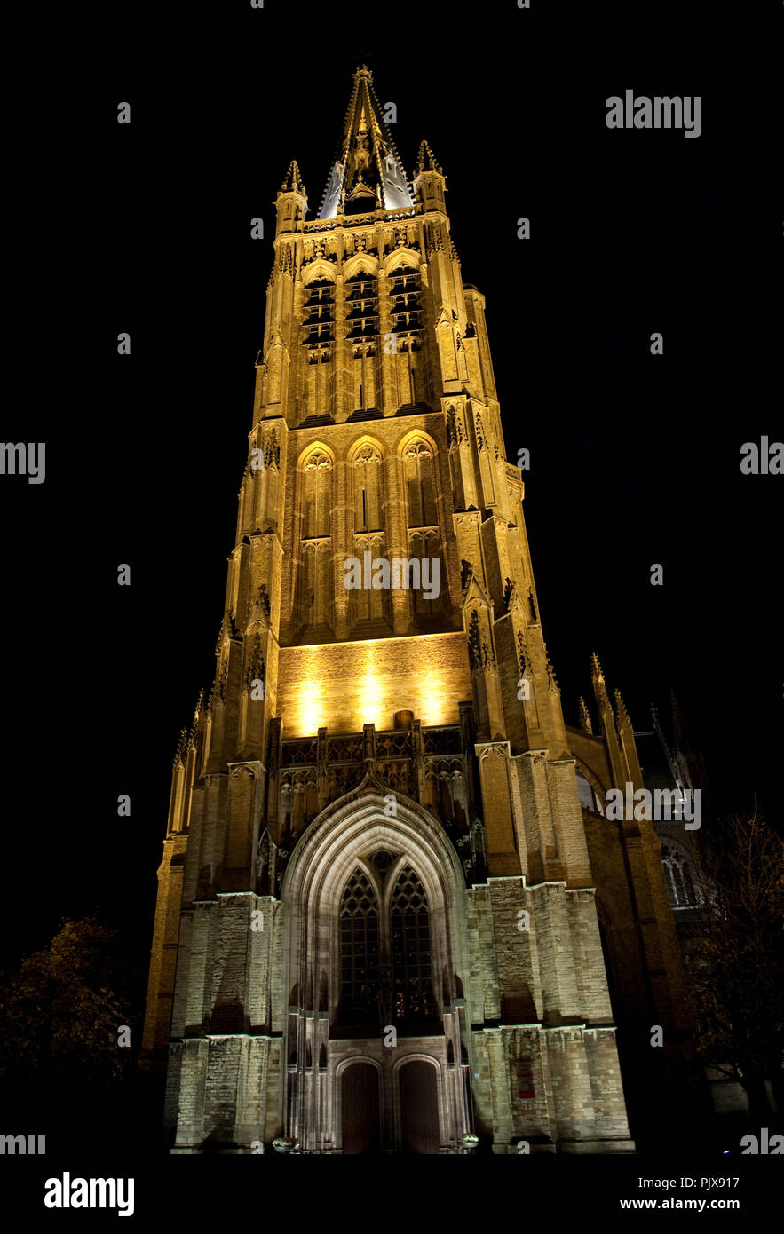 Nightview of the Saint Martin's Cathedral in Ypres (Belgium, 12/11/2008 ...