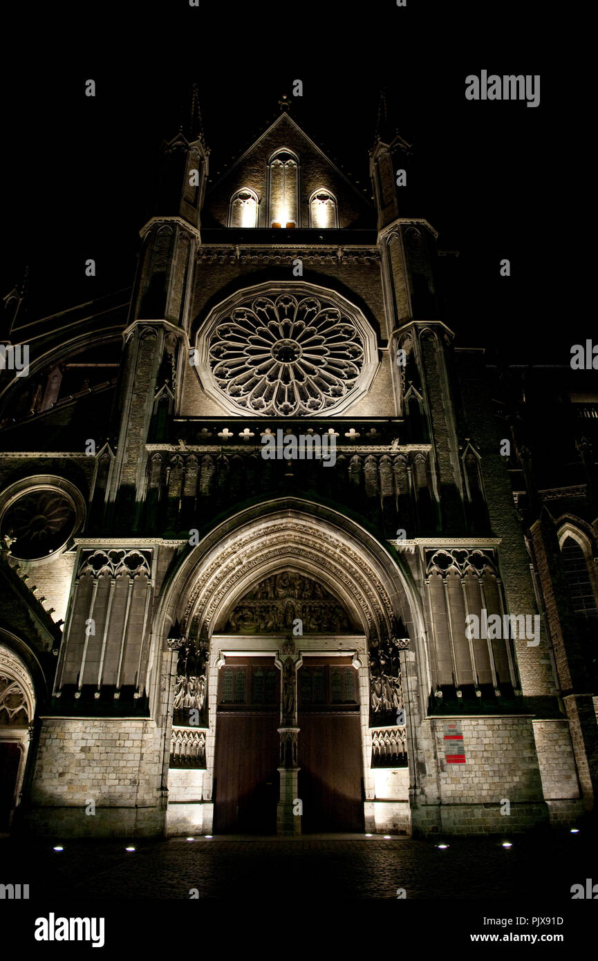 Nightview of the Saint Martin's Cathedral in Ypres (Belgium, 12/11/2008 ...