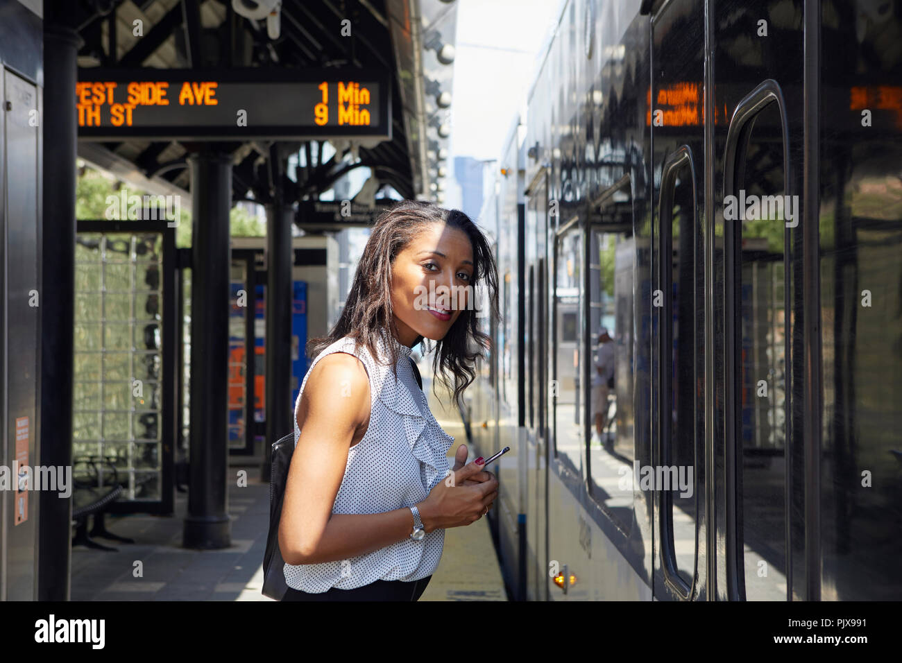 Dot matrix train timetable information display hi-res stock photography ...