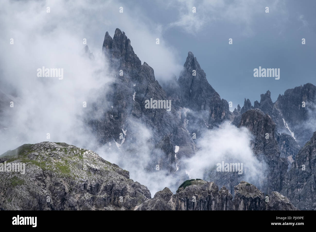 Mountain panorama in the Dolomite Alps, Italy. Mountain ridge in the ...