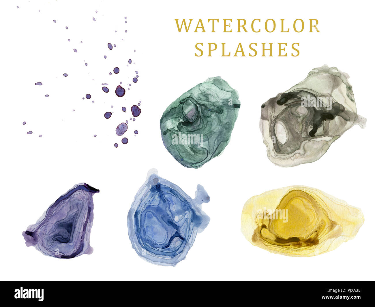 watercolor splashes texture background isolated. Hand-drawn blob, spot ...