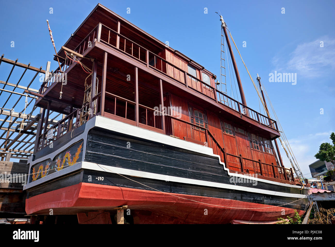 Boat,Thailand. Recently renovated traditional wooden commercial fishing ... Boat,Thailand. Recently renovated traditional wooden commercial fishing ...
