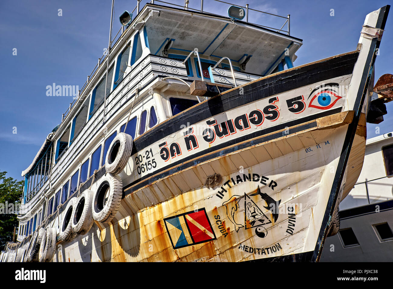 Thailand Boat. Scuba diving boat. Traditional Thai wooden boat Stock ...
